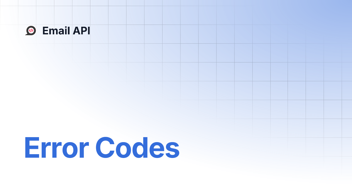 Error Codes | Email API